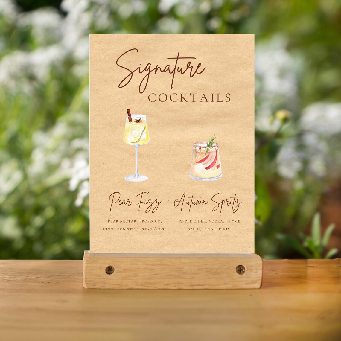 Fall Signature Drink Sign • Digital Cocktail Sign for Thanksgiving ...