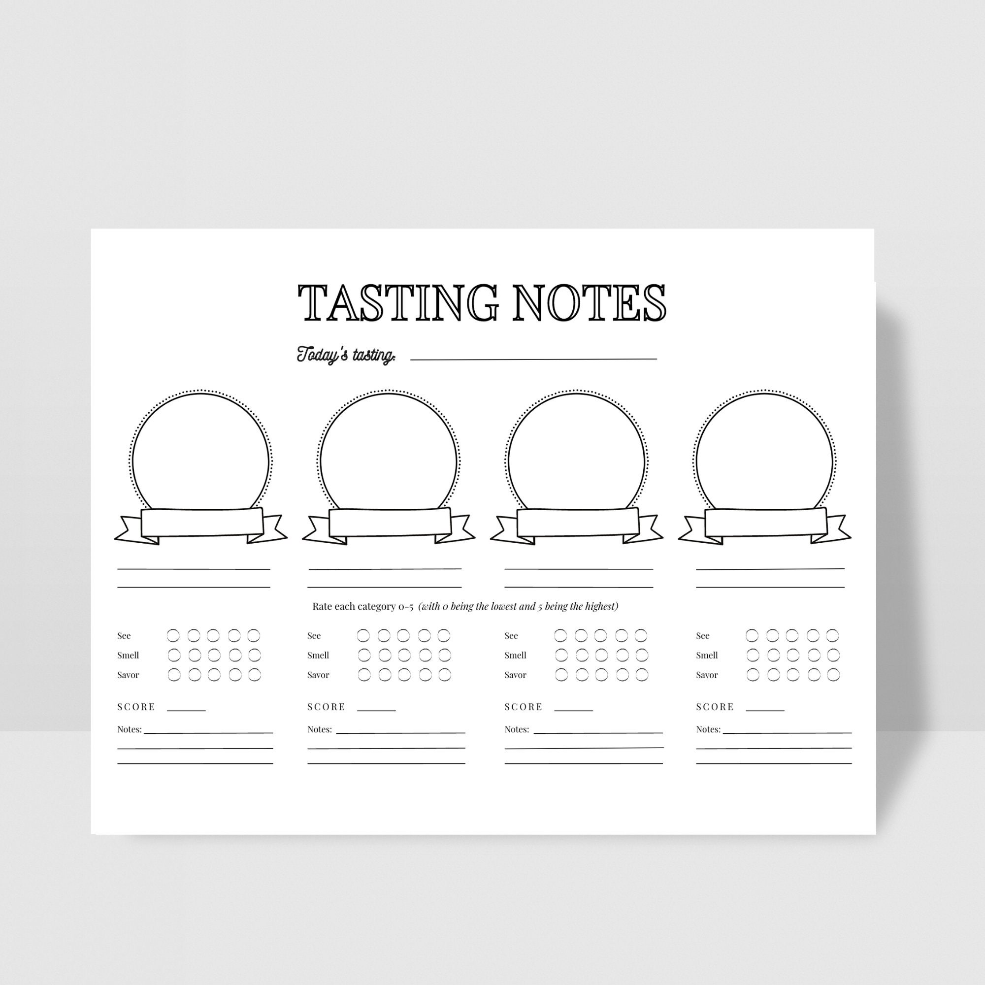 At-home Tasting Notes Instant Download Tasting Party - Etsy