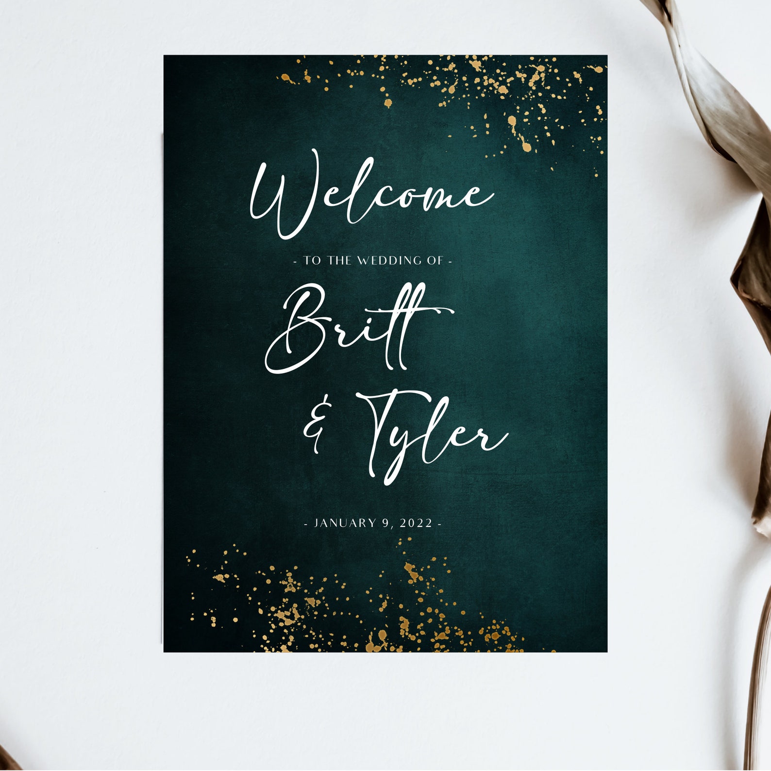Green Gold Wedding Welcome Sign Digital Work With a - Etsy