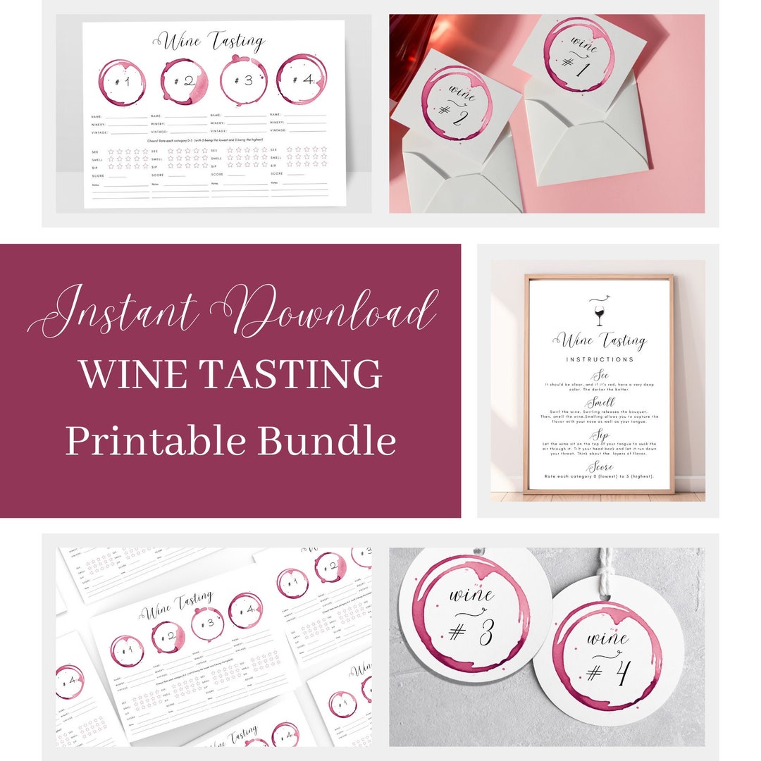 Wine Tasting Printable Bundle • Wine Tasting Party Activity • Digital ...