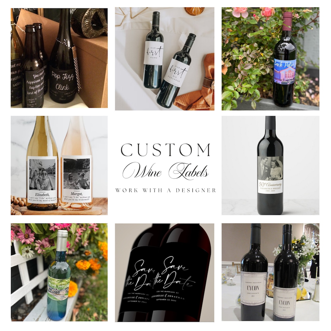 Custom Wine Labels Printed Wine Label Stickers Work With a Designer - Etsy