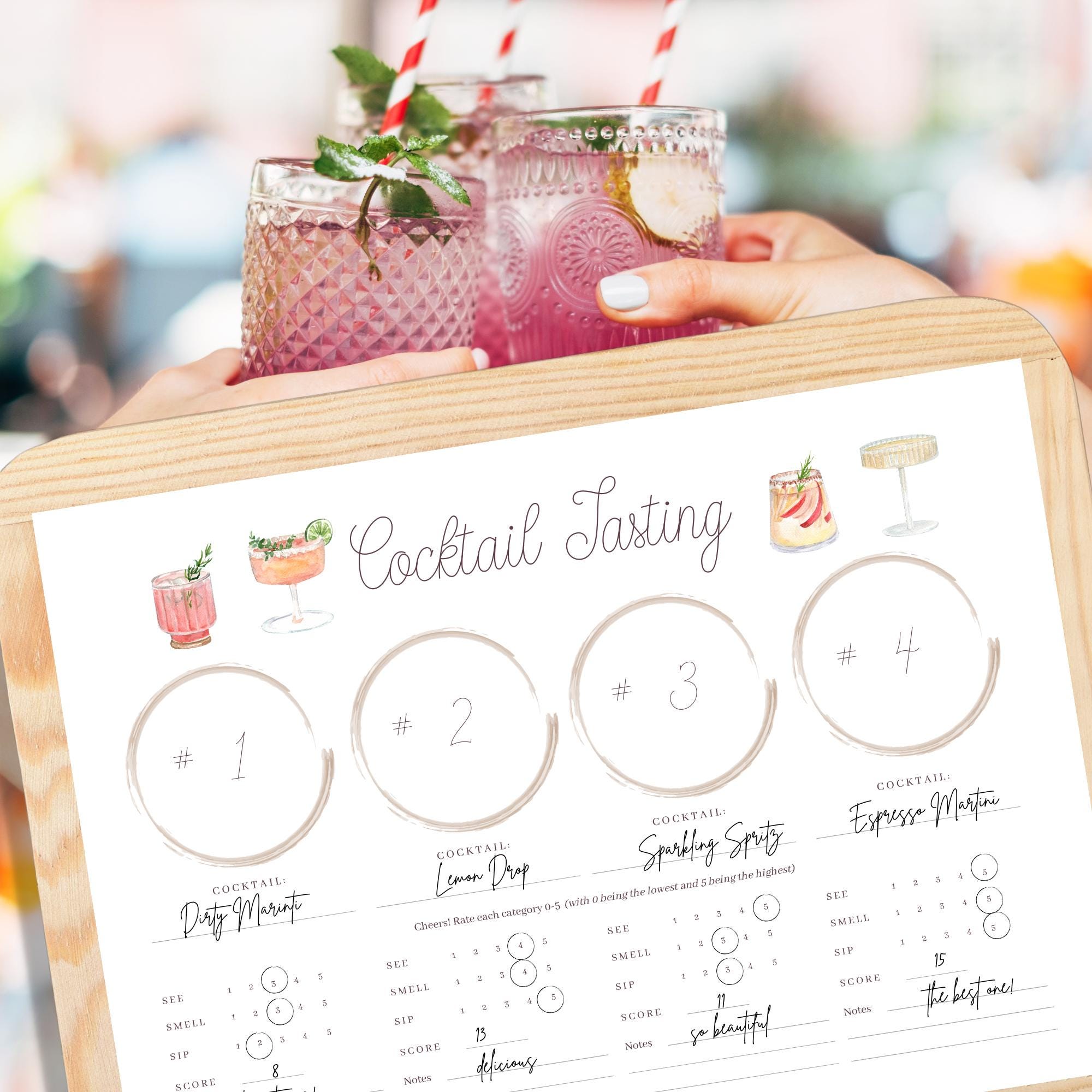Printable Cocktail Tasting Party Worksheet: Digital Scorecard for ...