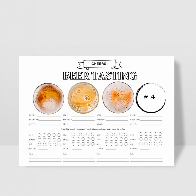 Beer Tasting Scorecard: Printable Party Activity Guide for Craft ...
