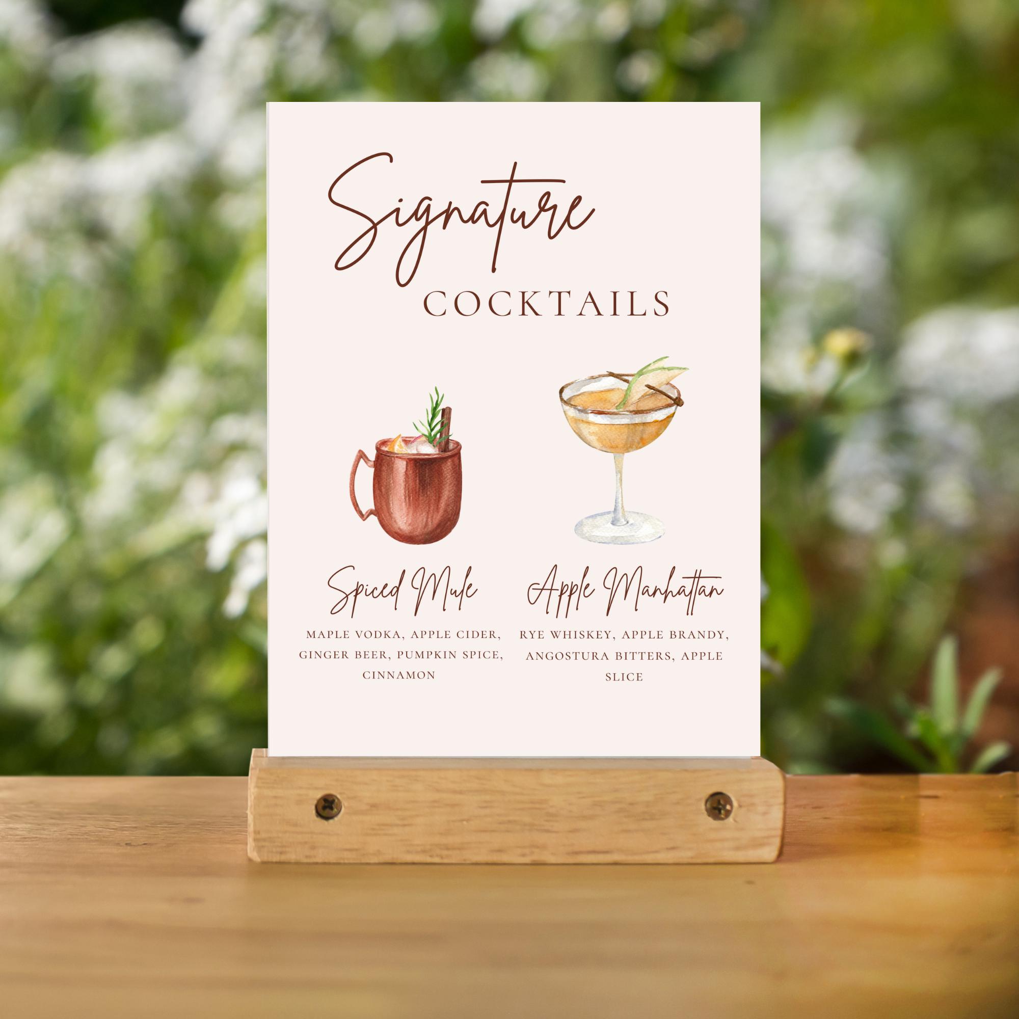Fall Signature Drink Sign • Digital Cocktail Sign for Thanksgiving ...