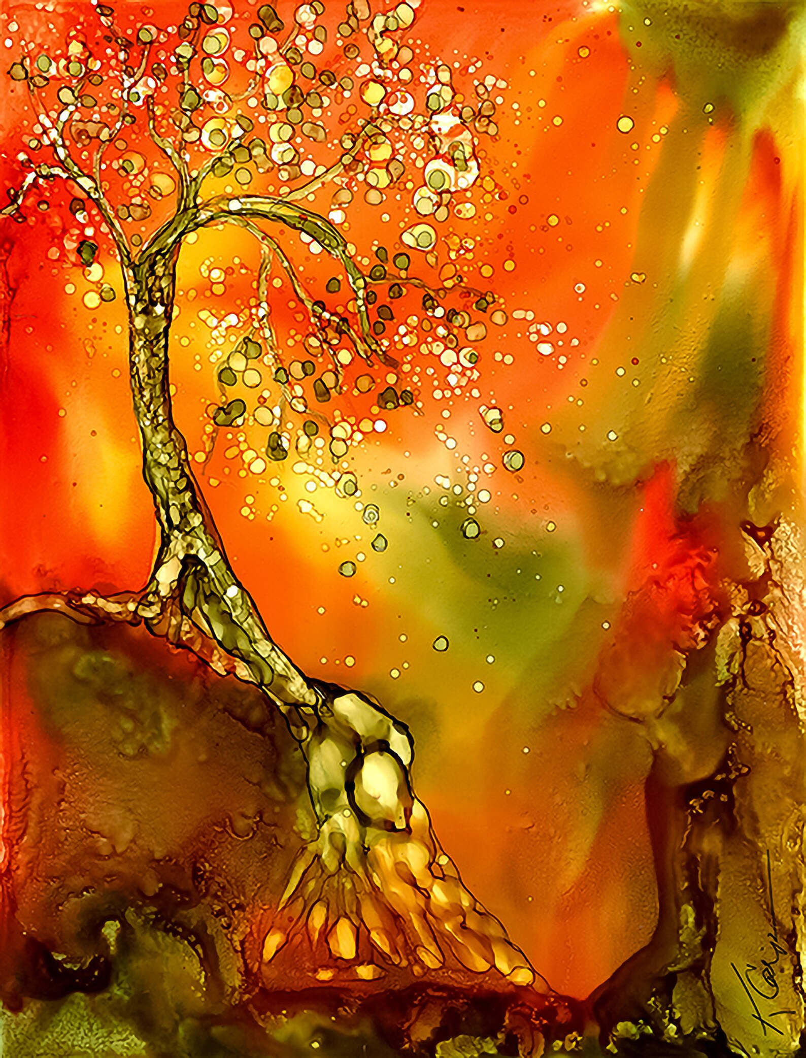Alcohol Ink Art, Art Print, Autumn Tree III - Etsy