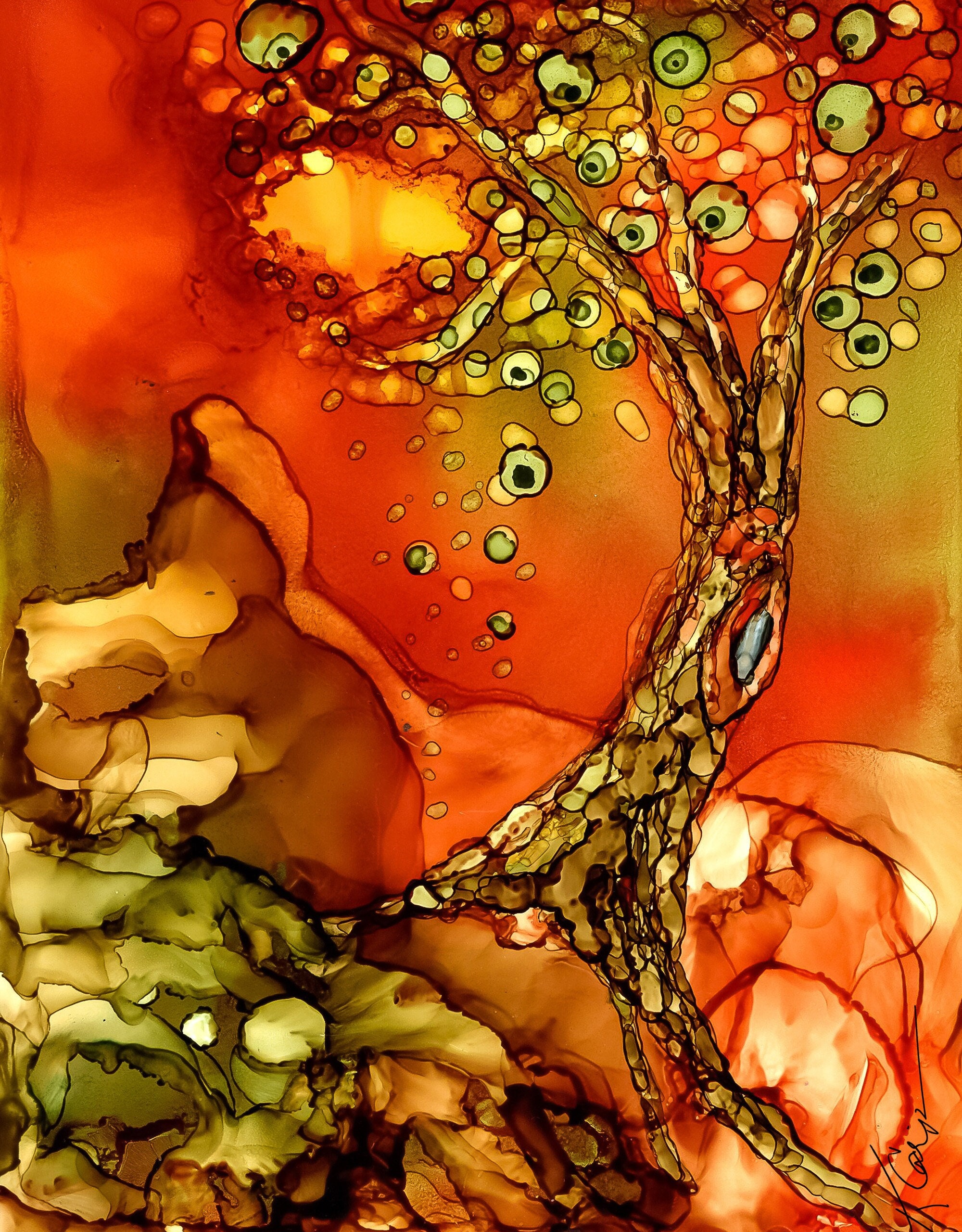 Alcohol Ink Art, Art Print, Autumn Tree III - Etsy
