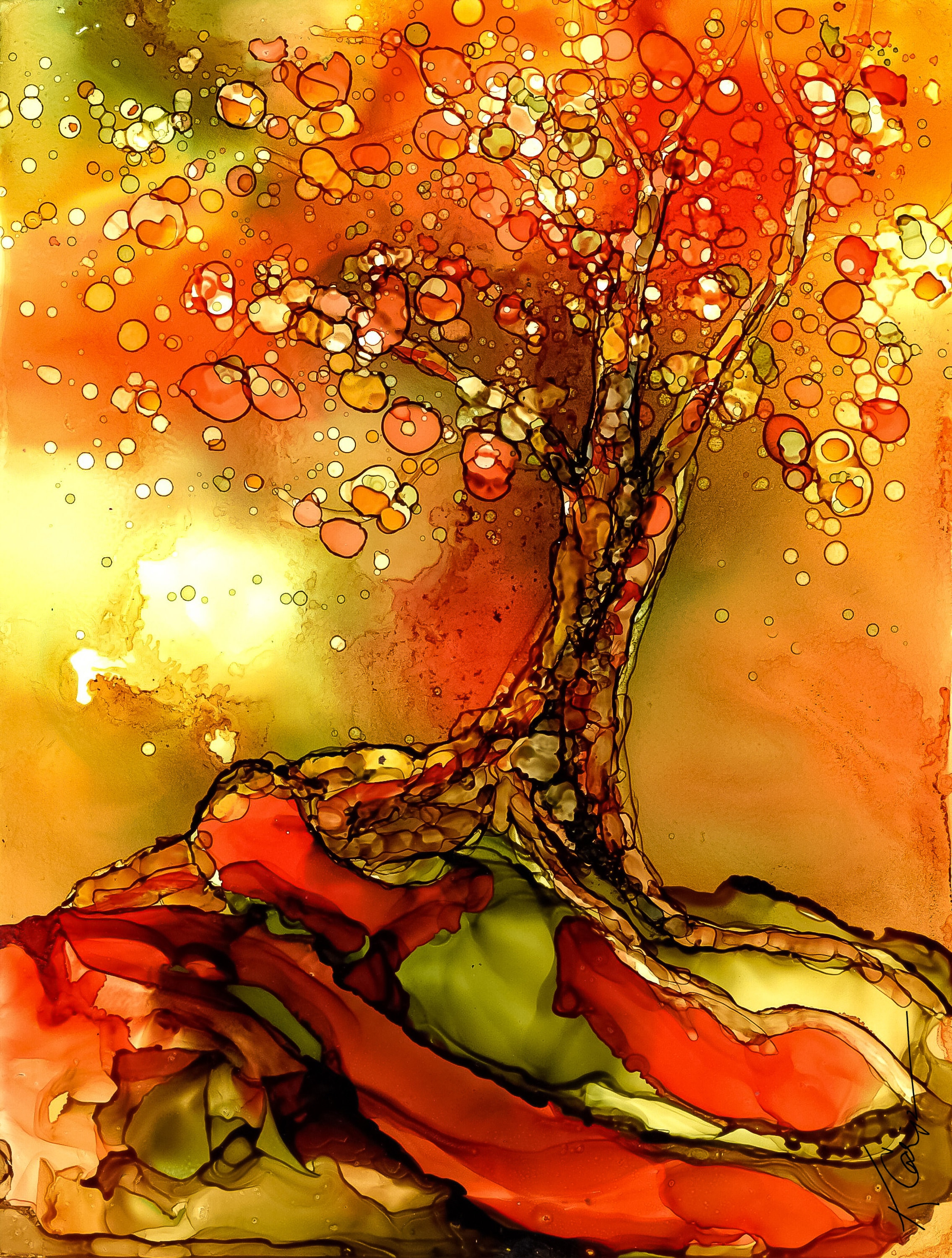 Alcohol Ink Art, Art Print, Autumn Tree III - Etsy