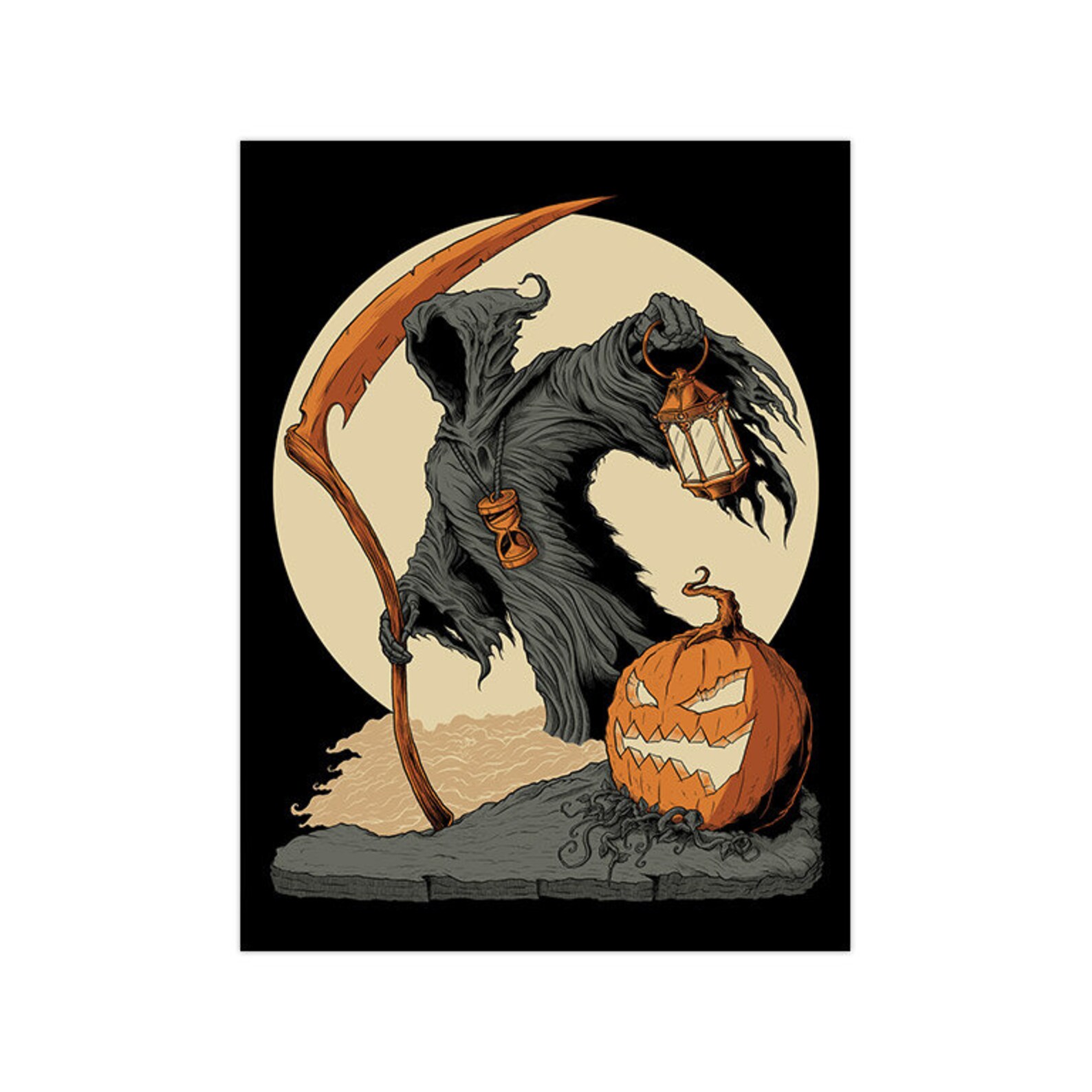 The Reaper Orange/cream 9x12 Halloween Screen Print - Etsy