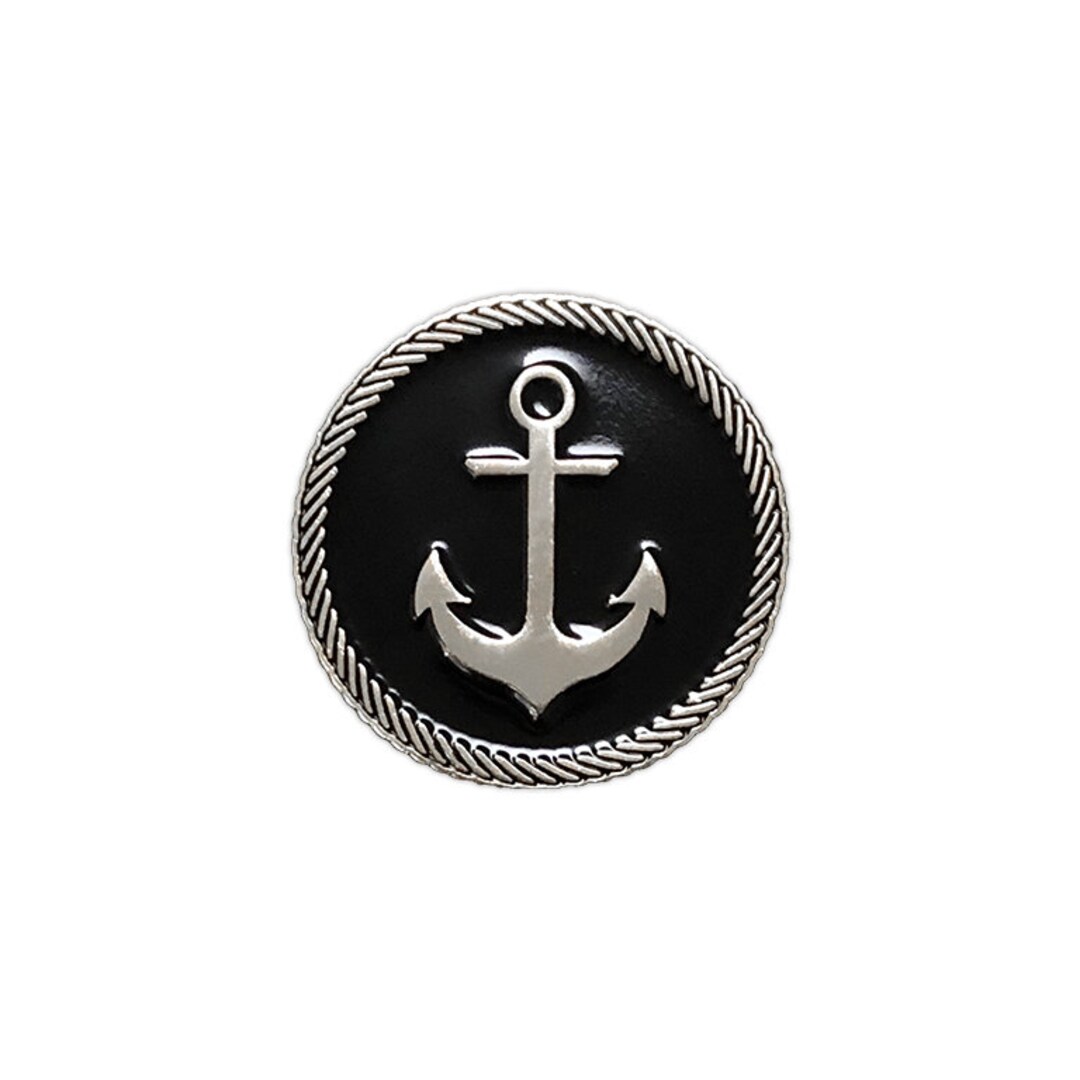 Anchor Badge Silver Enamel Pin - Etsy