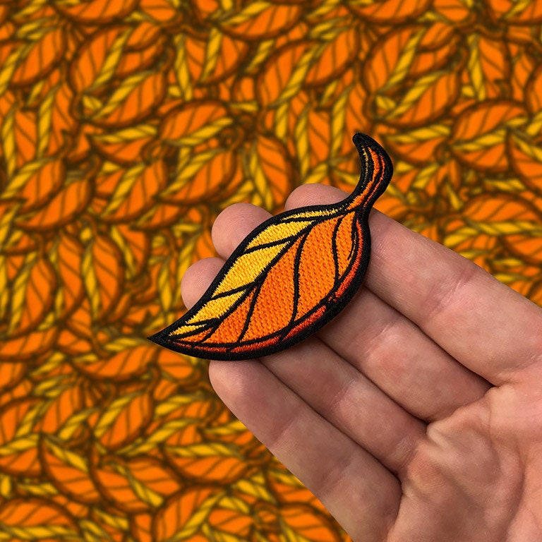Falling Leaf Embroidered Patch - Etsy