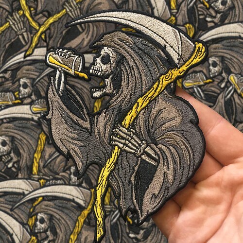 Grim Reaper Embroidered Patch Death Iron on Patch Skull - Etsy