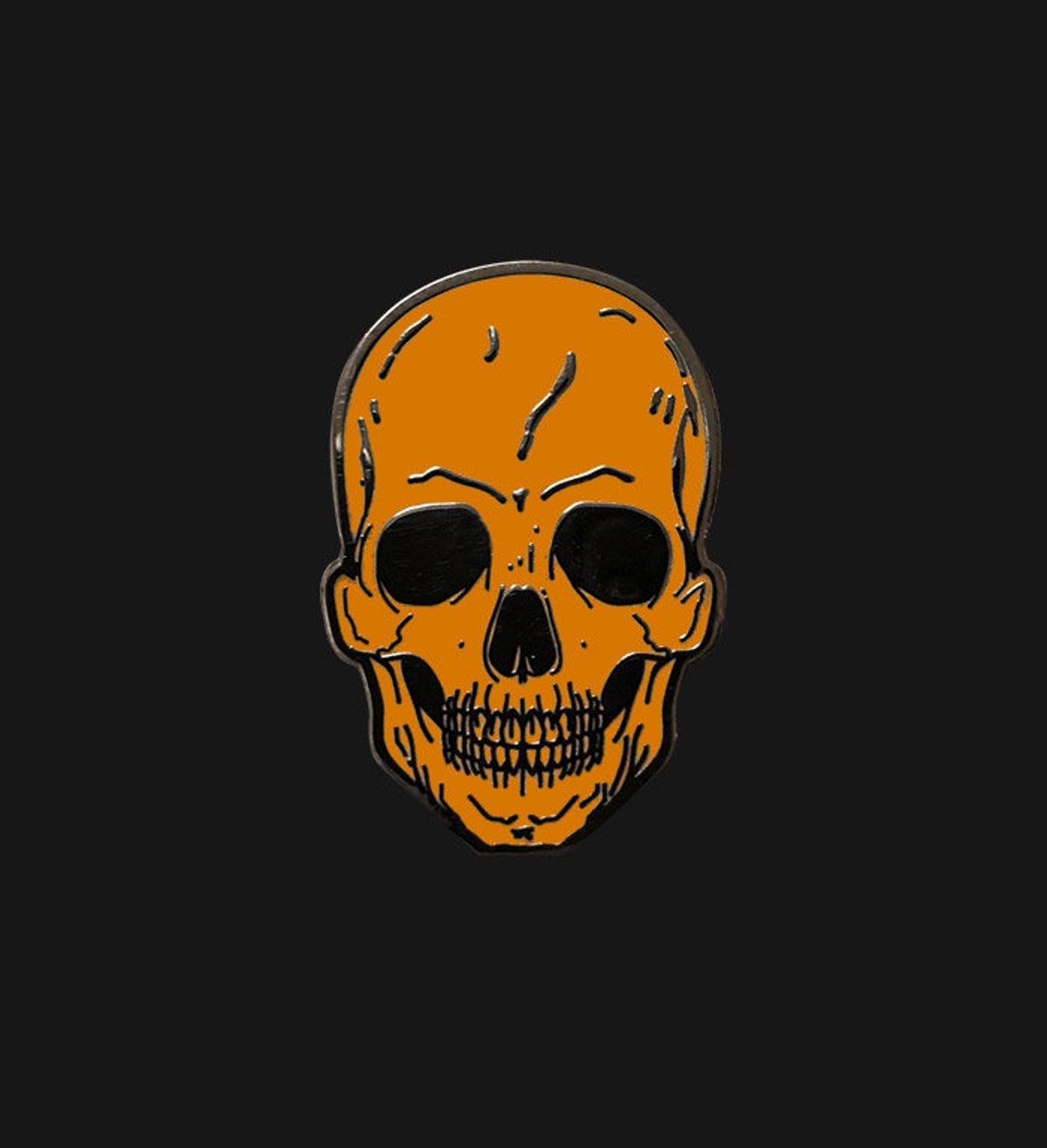 Orange Skull 1.25 Enamel Pin - Etsy