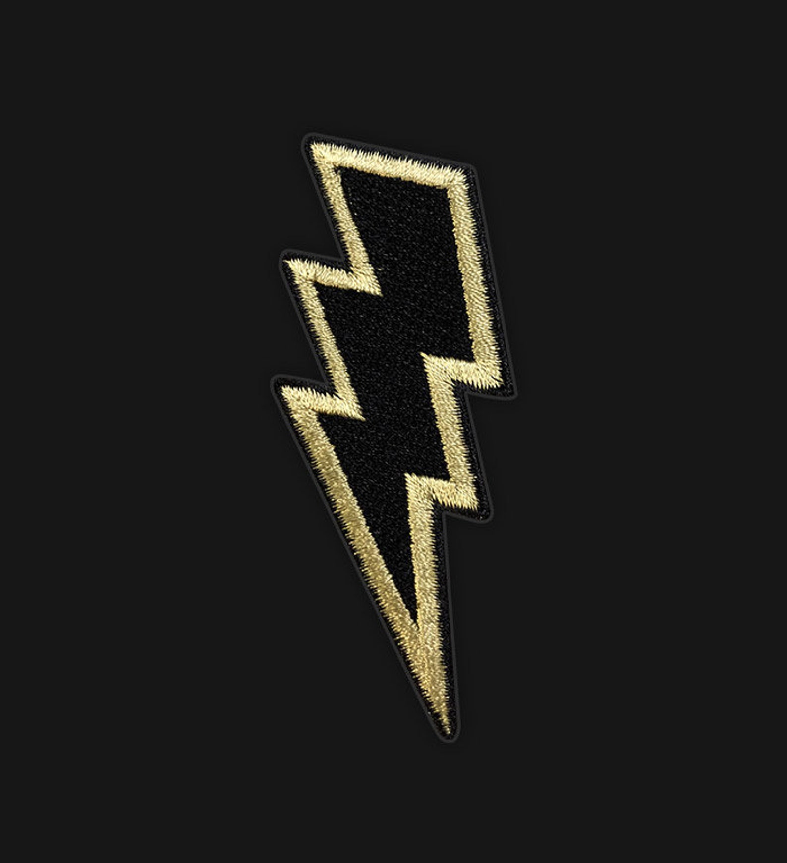 Black/gold Lightning Bolt Embroidered Patch - Etsy
