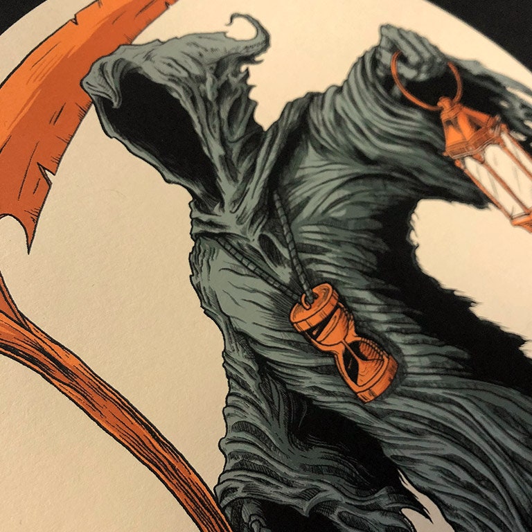 The Reaper Orange/cream 9x12 Halloween Screen Print - Etsy