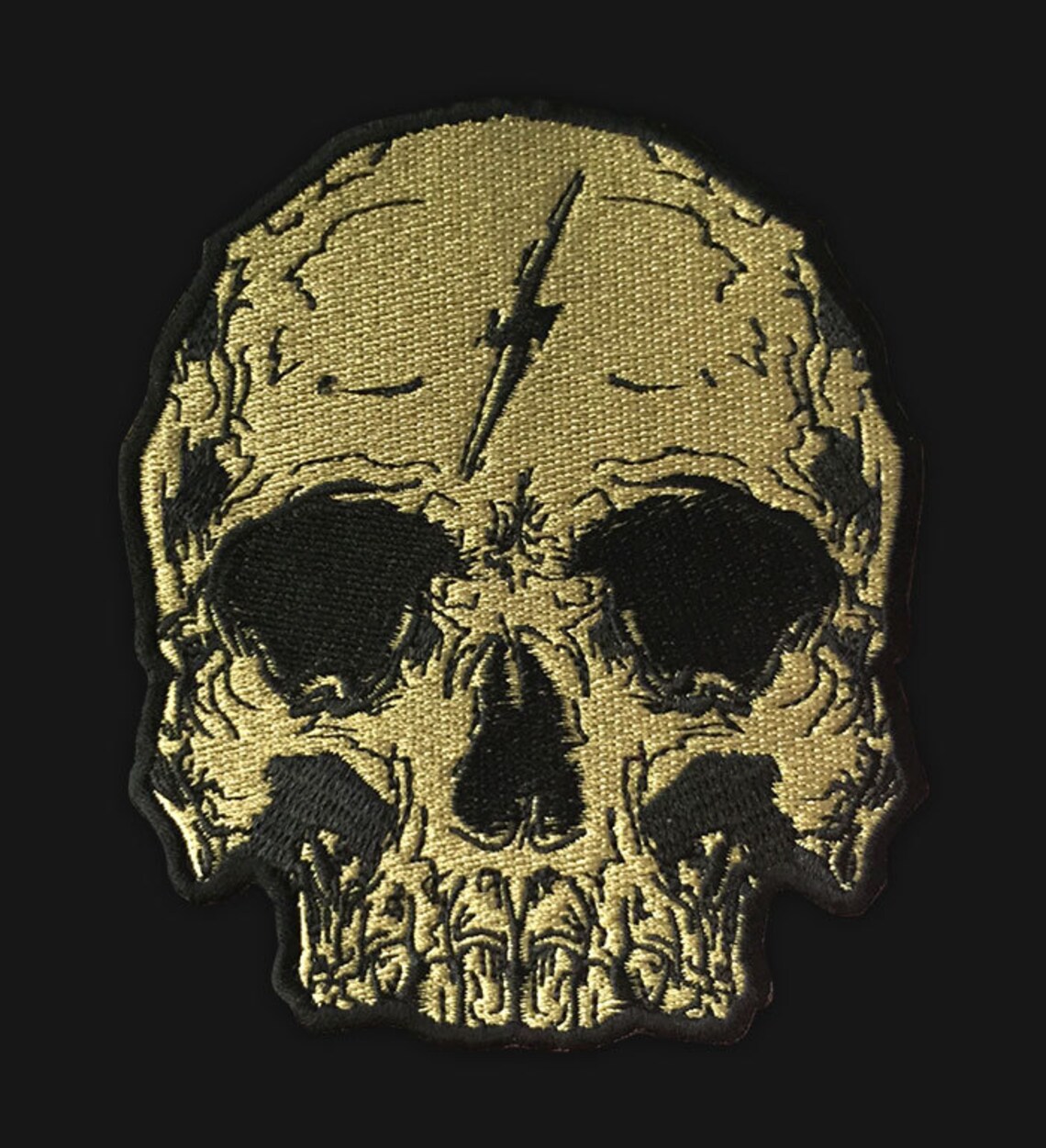 Embroidered Gold Lightning Skull Patch - Etsy