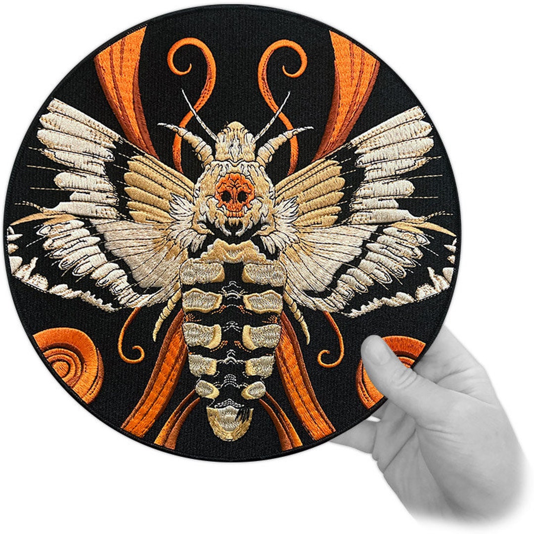 Huge 11" Acherontia Entwined Death's Head Moth Embroidered Halloween ...