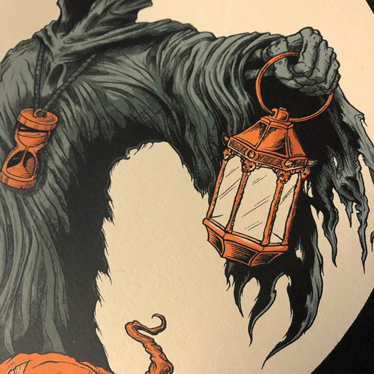 The Reaper Orange/cream 9x12 Halloween Screen Print - Etsy