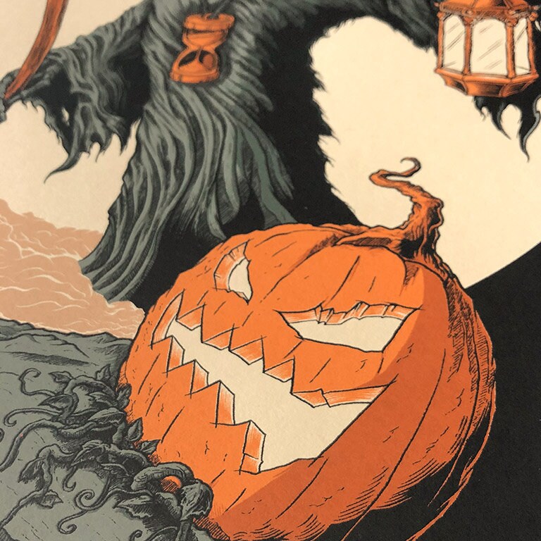 The Reaper Orange/cream 9x12 Halloween Screen Print - Etsy