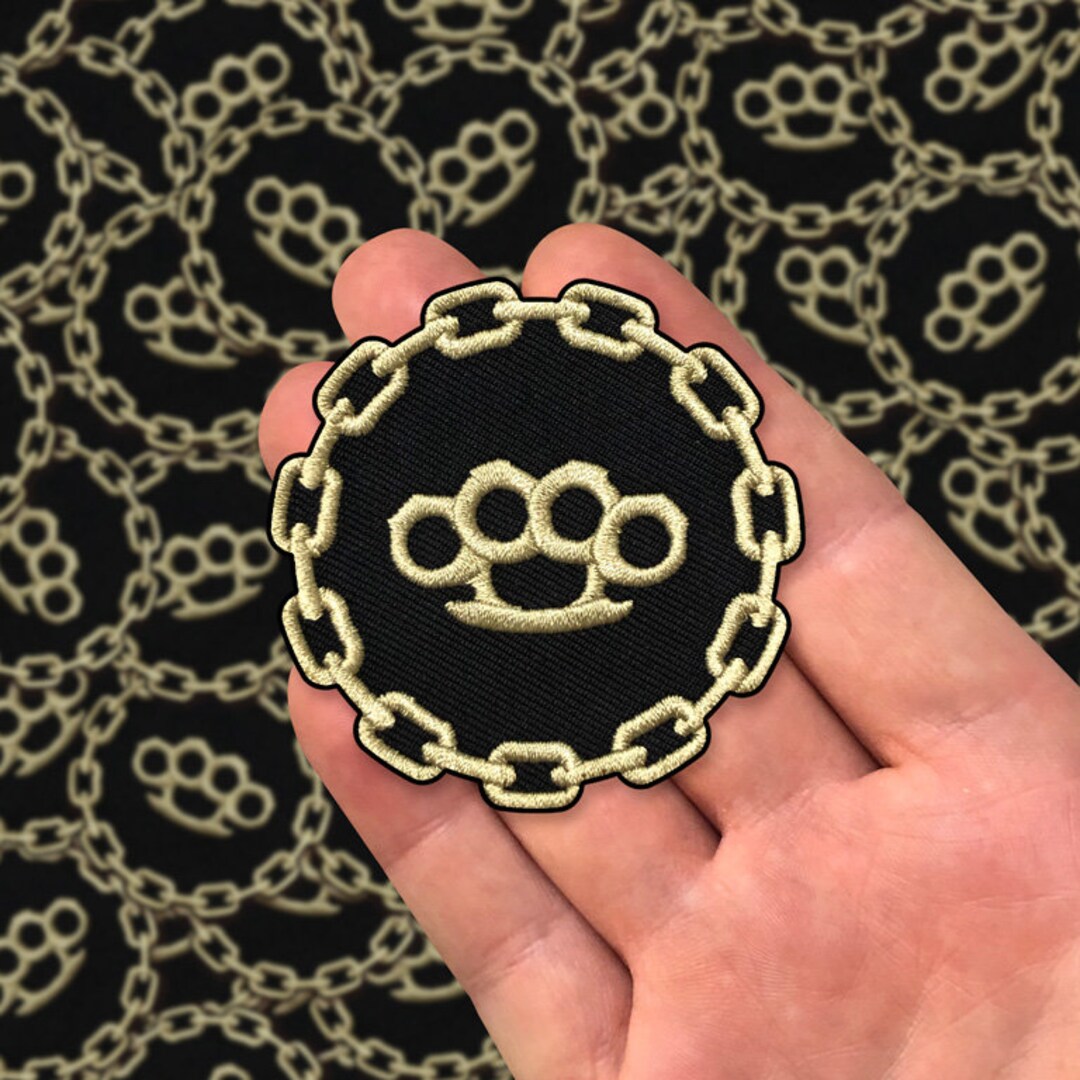 Black/gold Brass Knuckles Embroidered Badge Patch - Etsy