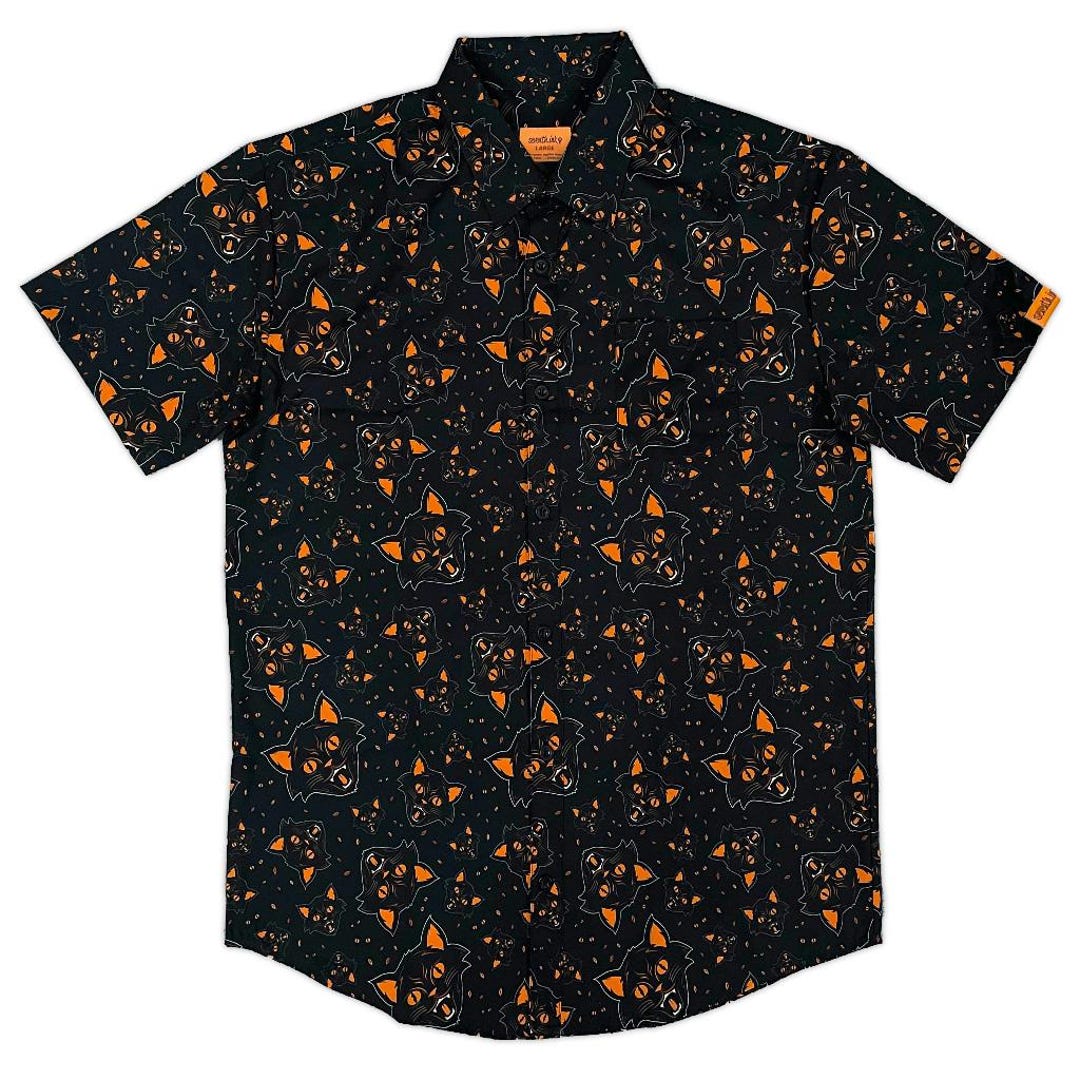 Halloween Cat Button Down Shirt - Etsy