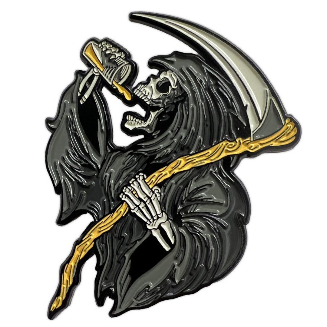 Drinkin' Reaper Enamel Pin - Etsy