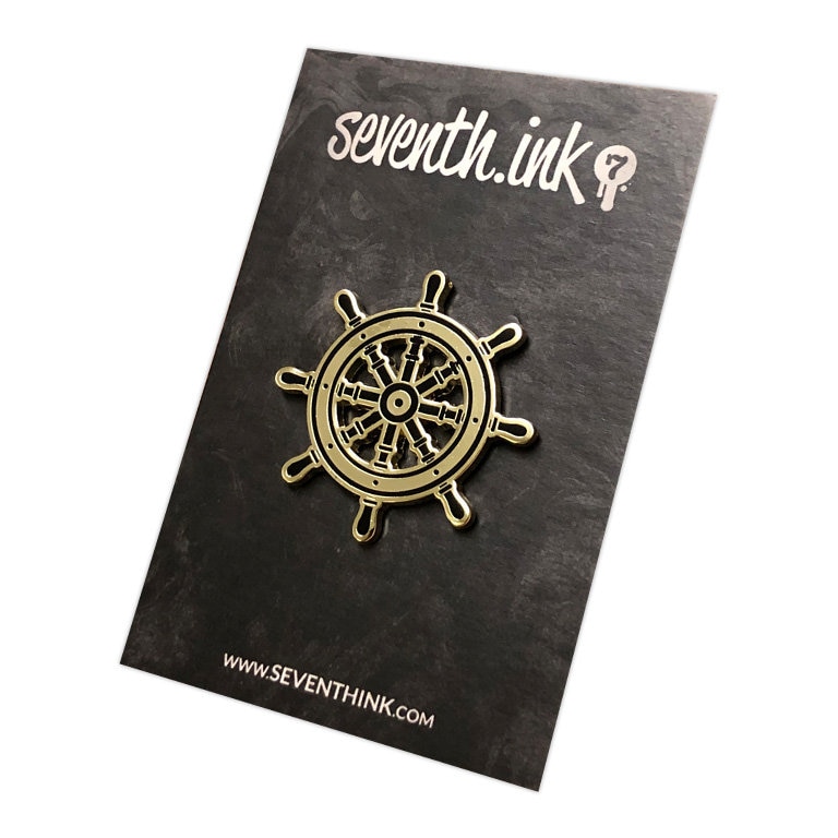 Gold Ship Helm 1.25" Enamel Pin - Etsy