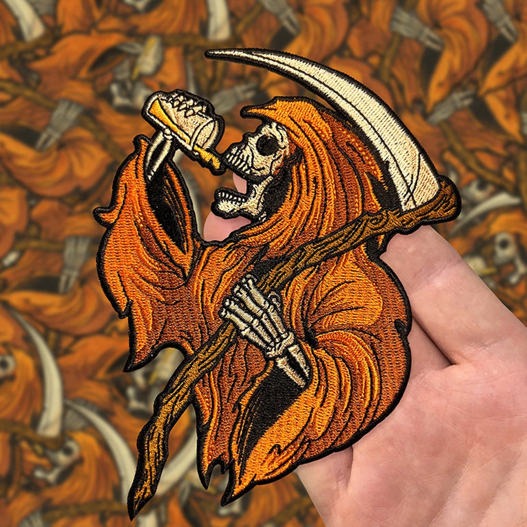 Embroidered Drinkin' Reaper Autumn Edition Patch - Etsy