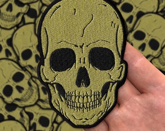 Embroidered Gold Lightning Skull Patch - Etsy