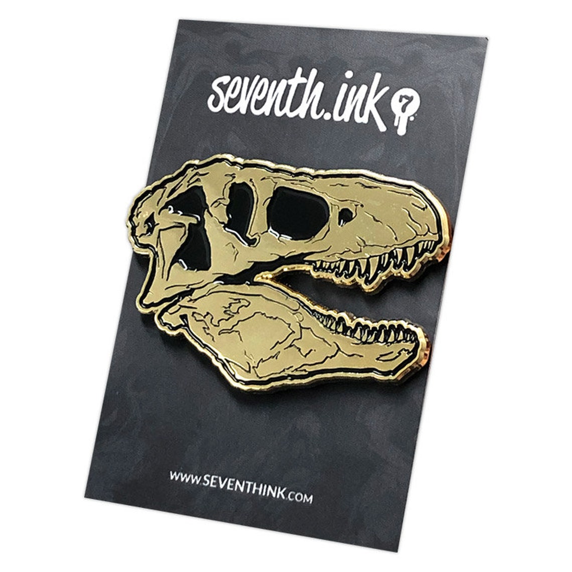 T-rex Skull Gold Enamel Pin - Etsy