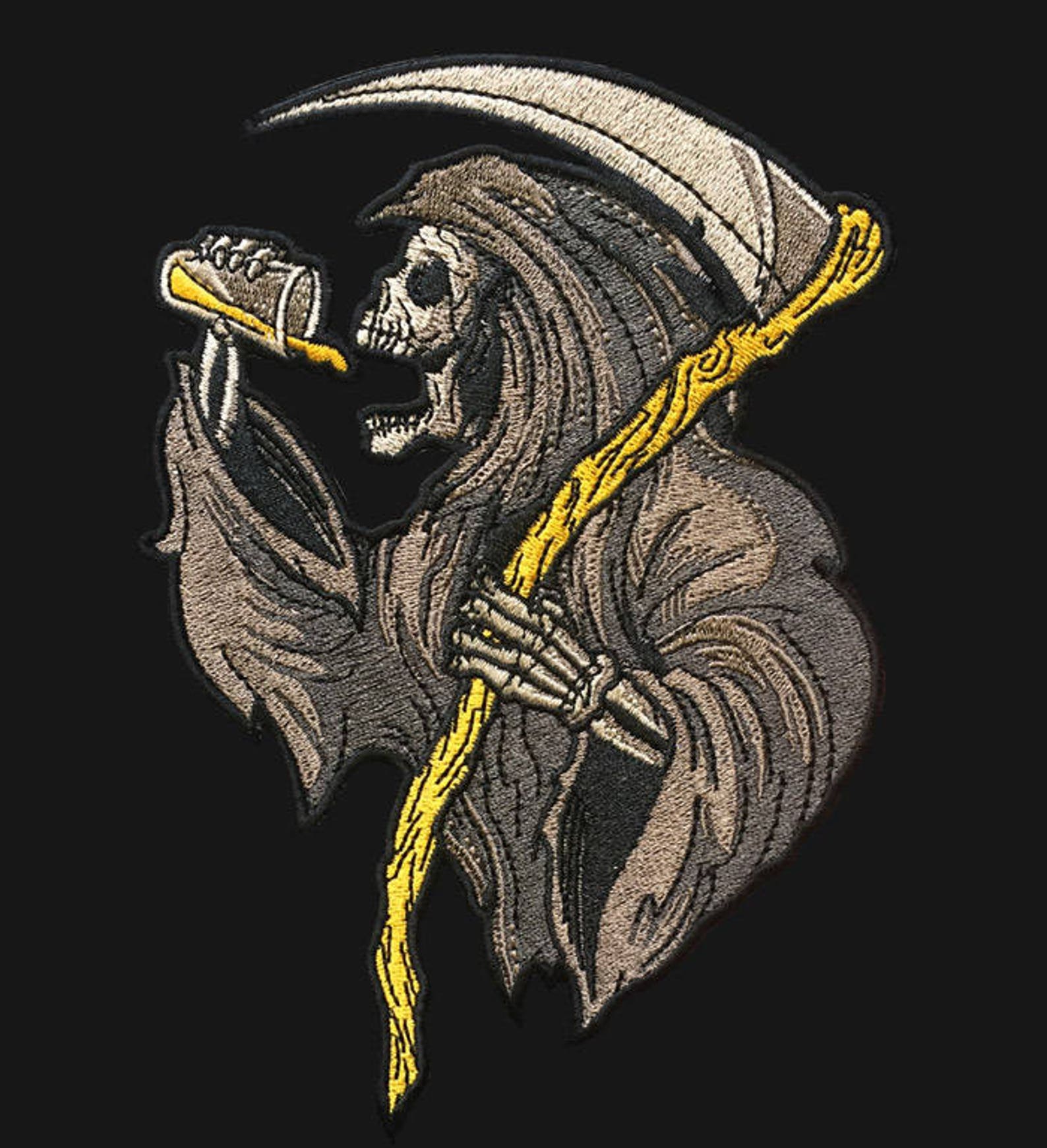 Embroidered Drinkin' Reaper Patch | Etsy