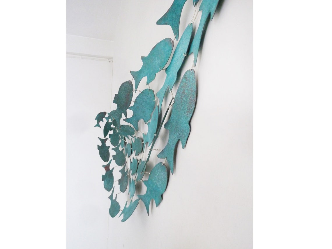 Blue Copper Sculpture Hanging Fish Artwork Contemporary - Etsy