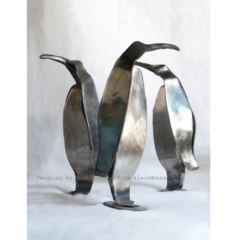 Recycled Steel Penguin Sculpture, Brutalist Metal Art, Cosé Manzano - Etsy