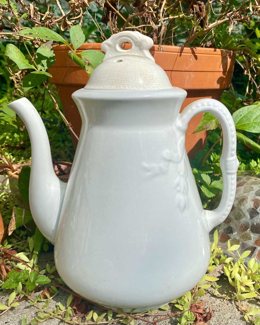 Vintage Ironstone Tea Pitcher | English | Farmhouse| Primitive ...