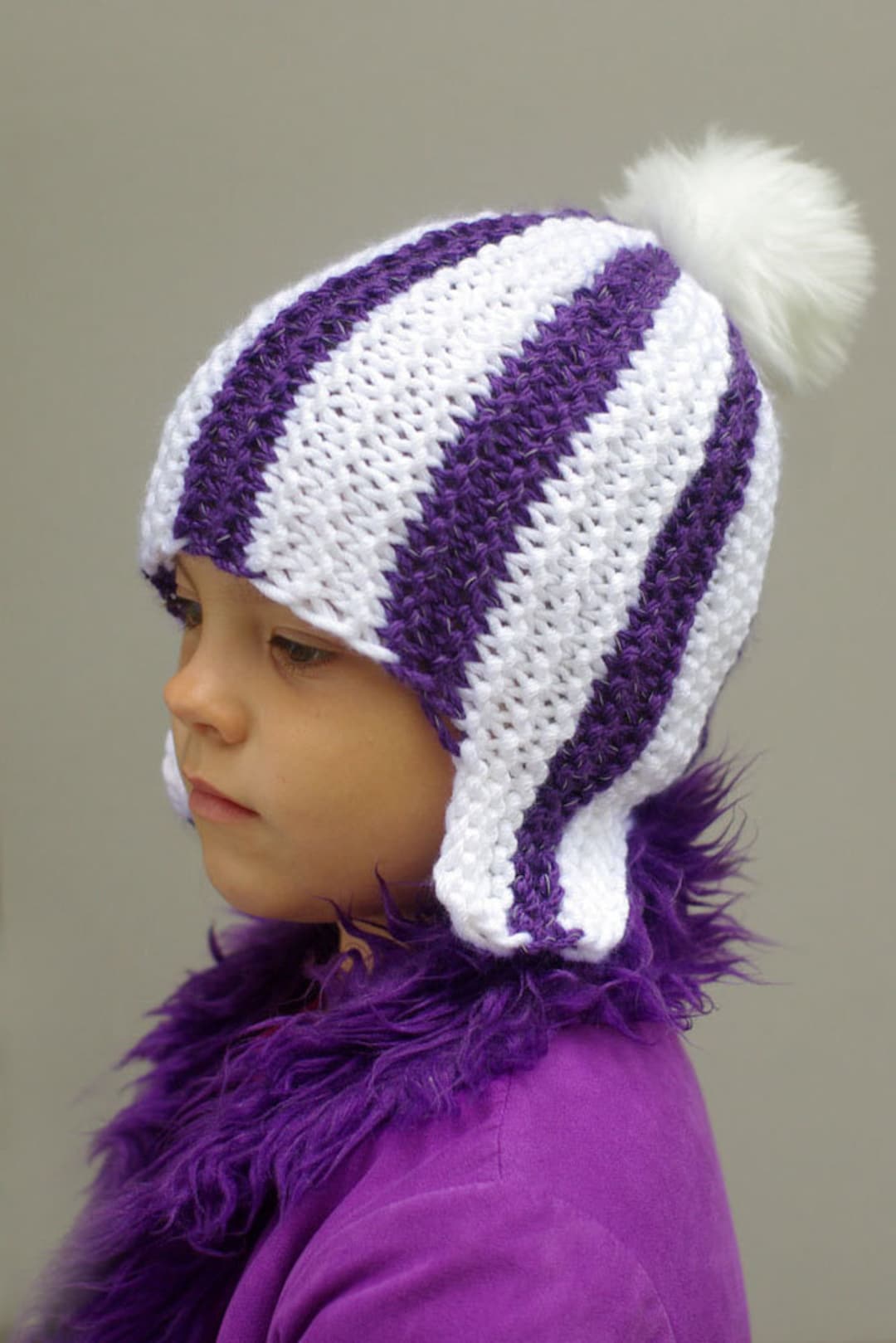 Kids Ear Flap Hat, Kids Aviator Cap, Kids Reflective Striped Pompom Hat ...