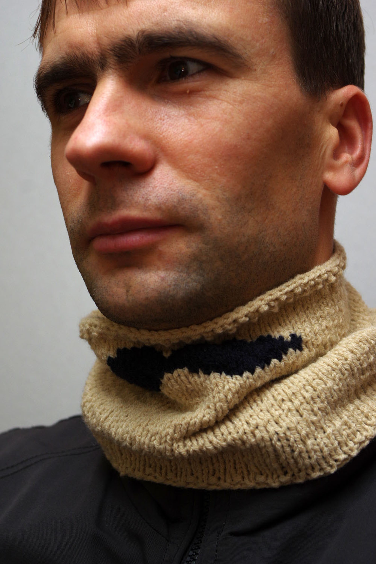 Mens Mustache Loop Scarf, Movember, Merino Wool Neckwarmer, Mens Winter ...