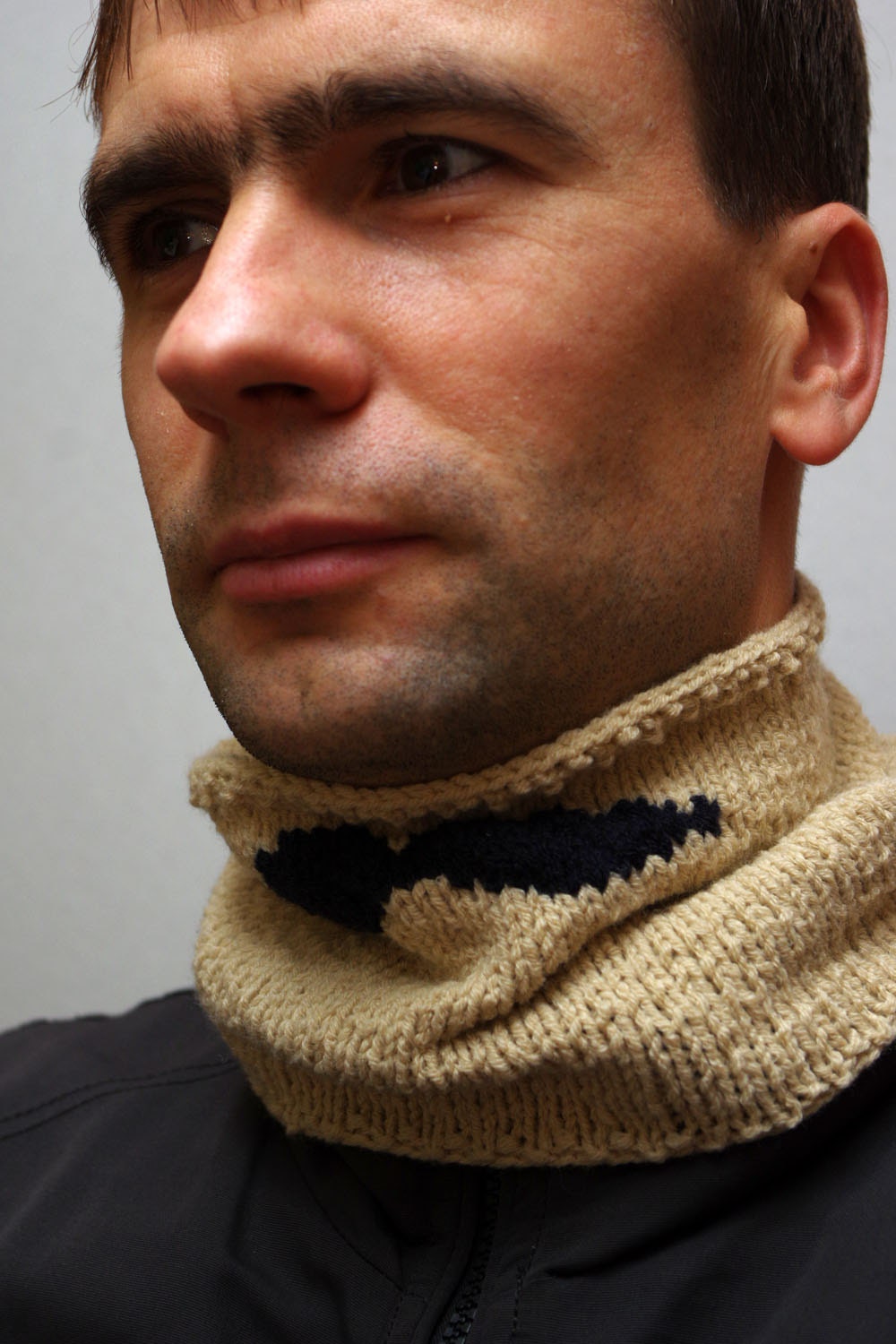 Mens Mustache Loop Scarf, Movember, Merino Wool Neckwarmer, Mens Winter ...