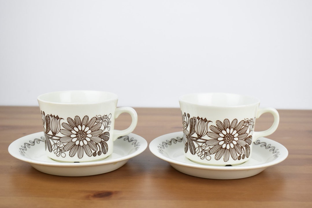 Arabia Finnish Flint Elina Esteri Tomula Tea Cup With Saucer - 2 Sets ...