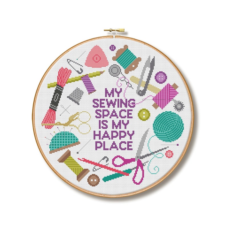 Happy Place Cross Stitch - Etsy