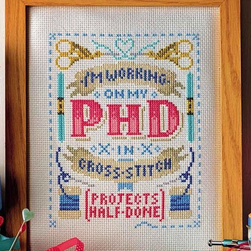 PHD projects Half Done Cross Stitch Pattern digital - Etsy