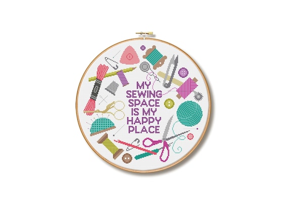 My Happy Place Cross Stitch Pattern digital Format PDF - Etsy