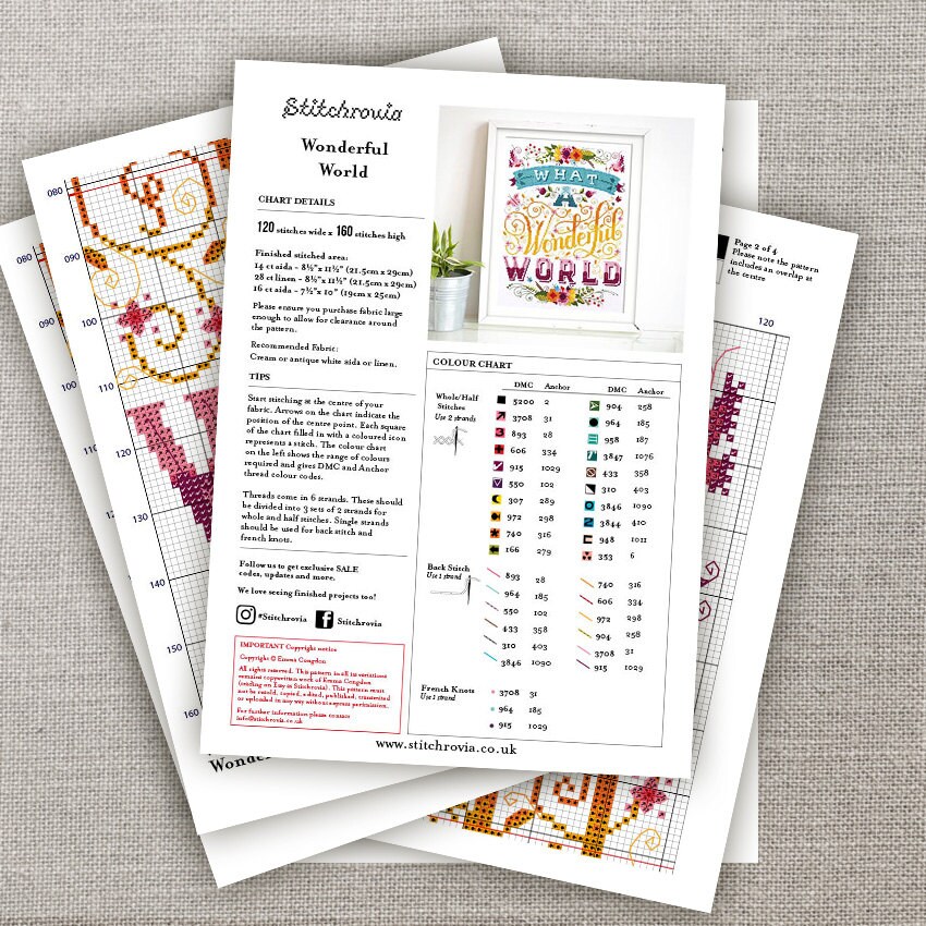 Wonderful World - Modern Cross Stitch Pattern (digital Format - PDF) - Etsy