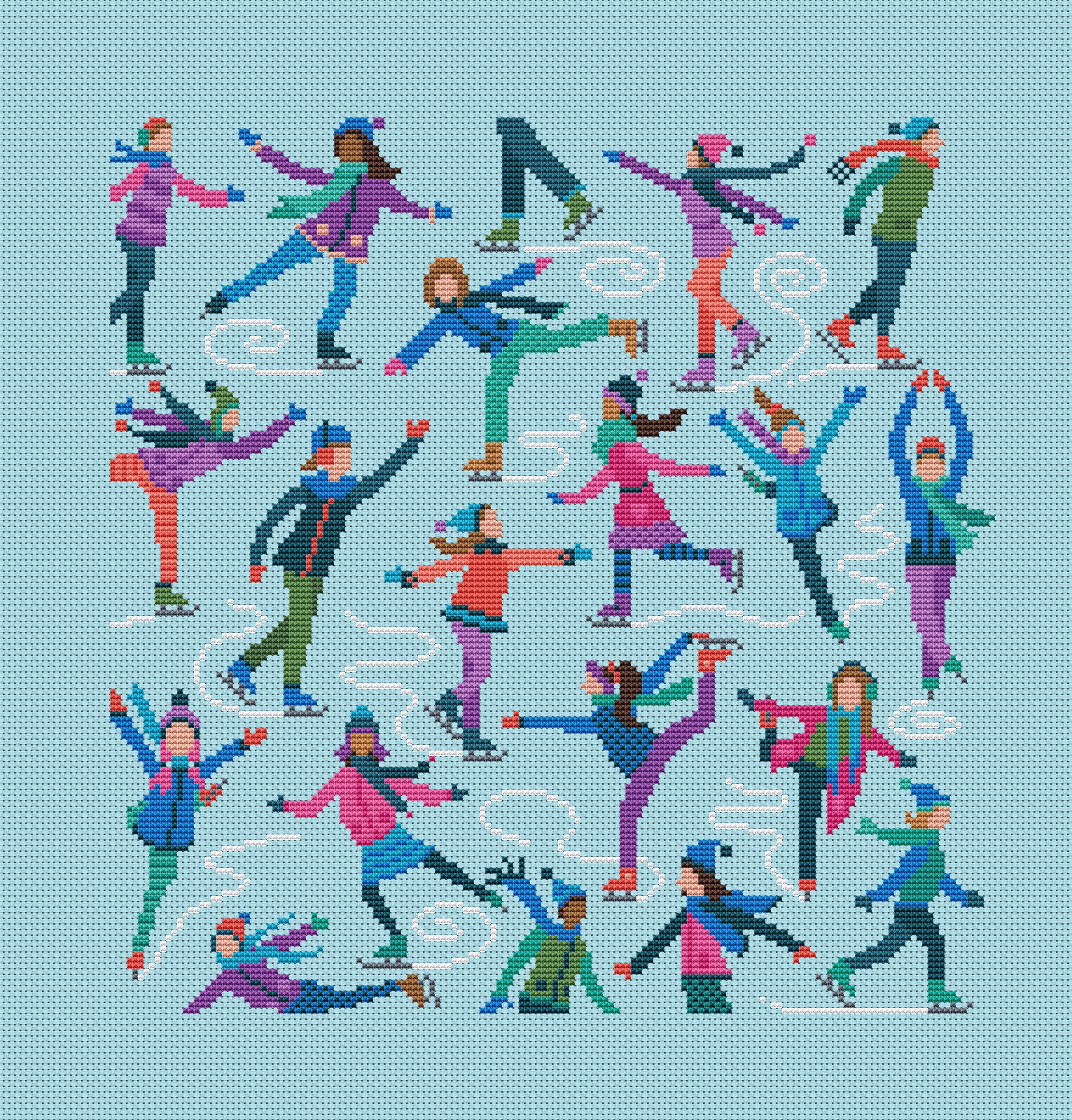 Ice Skaters Cross Stitch Pattern digital Format PDF - Etsy UK