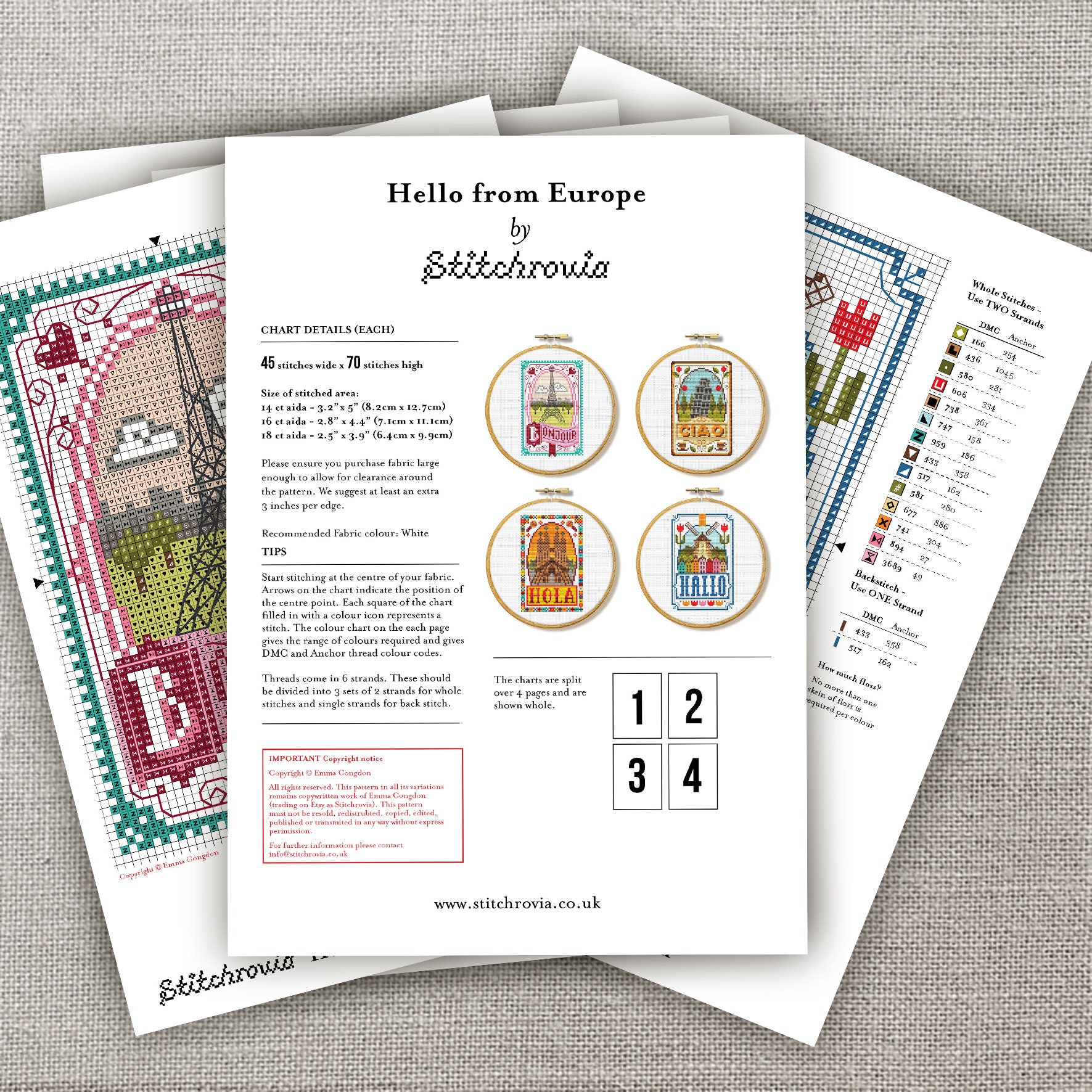 Hello From Europe Cross Stitch Pattern Set digital Format | Etsy