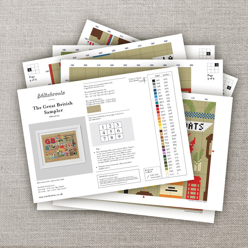 The Great British Sampler Cross Stitch Pattern (digital Format - PDF ...