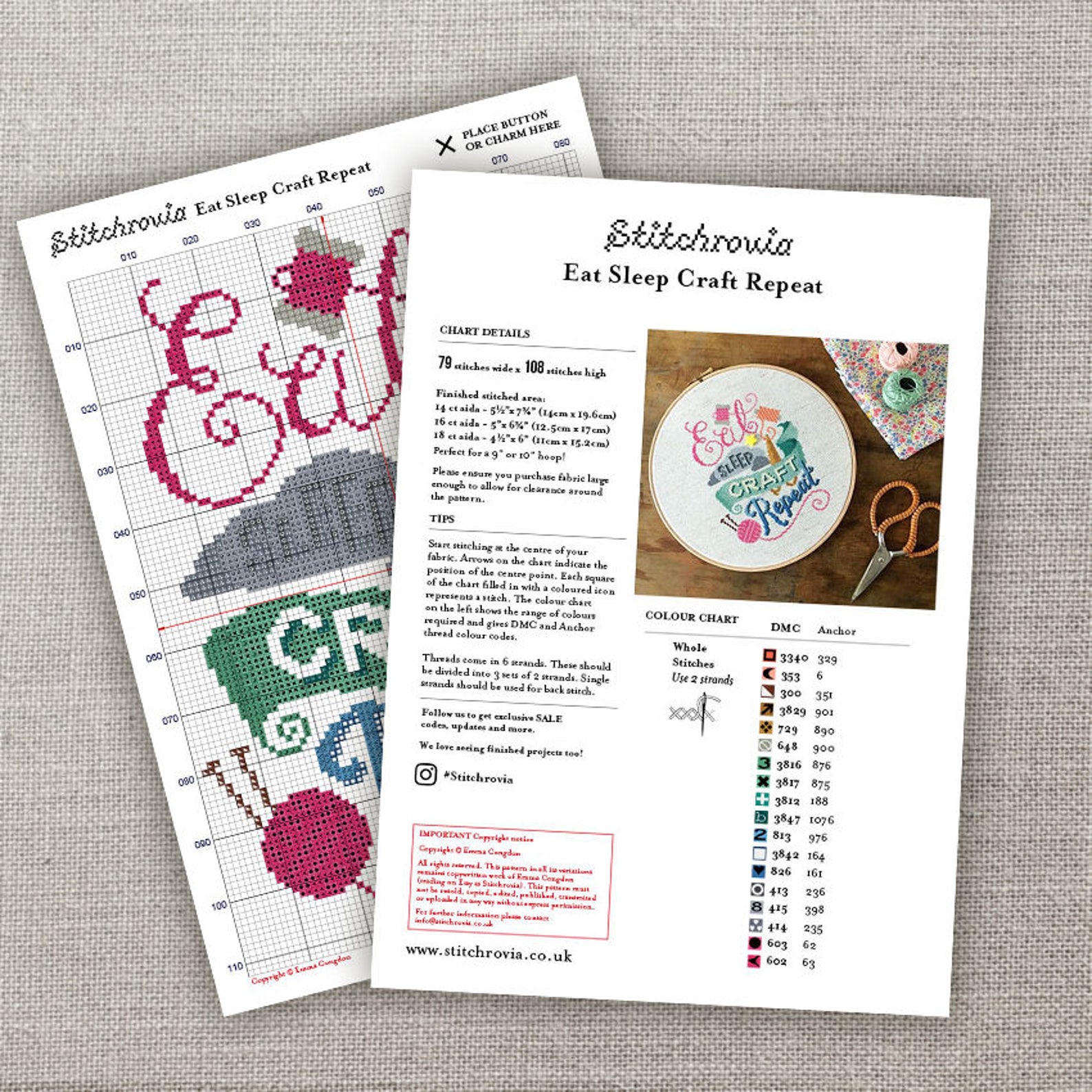 Eat Sleep Craft Repeat Cross Stitch Pattern digital Format - Etsy