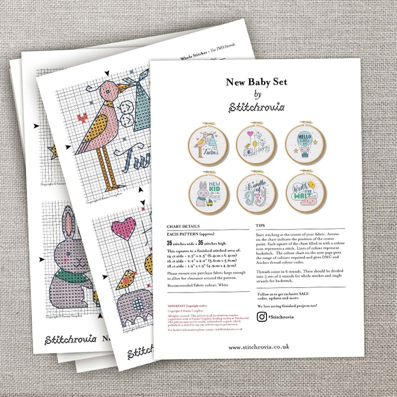 New Baby Cross Stitch Pattern Set digital Format PDF - Etsy