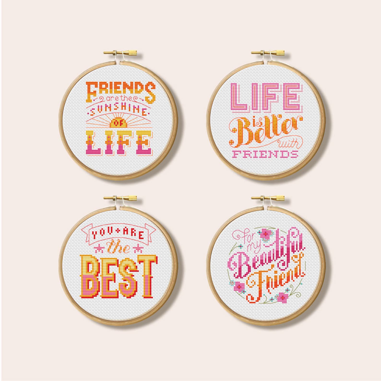 Friend Hoops - Cross Stitch Pattern Set (digital Format - PDF) - Etsy