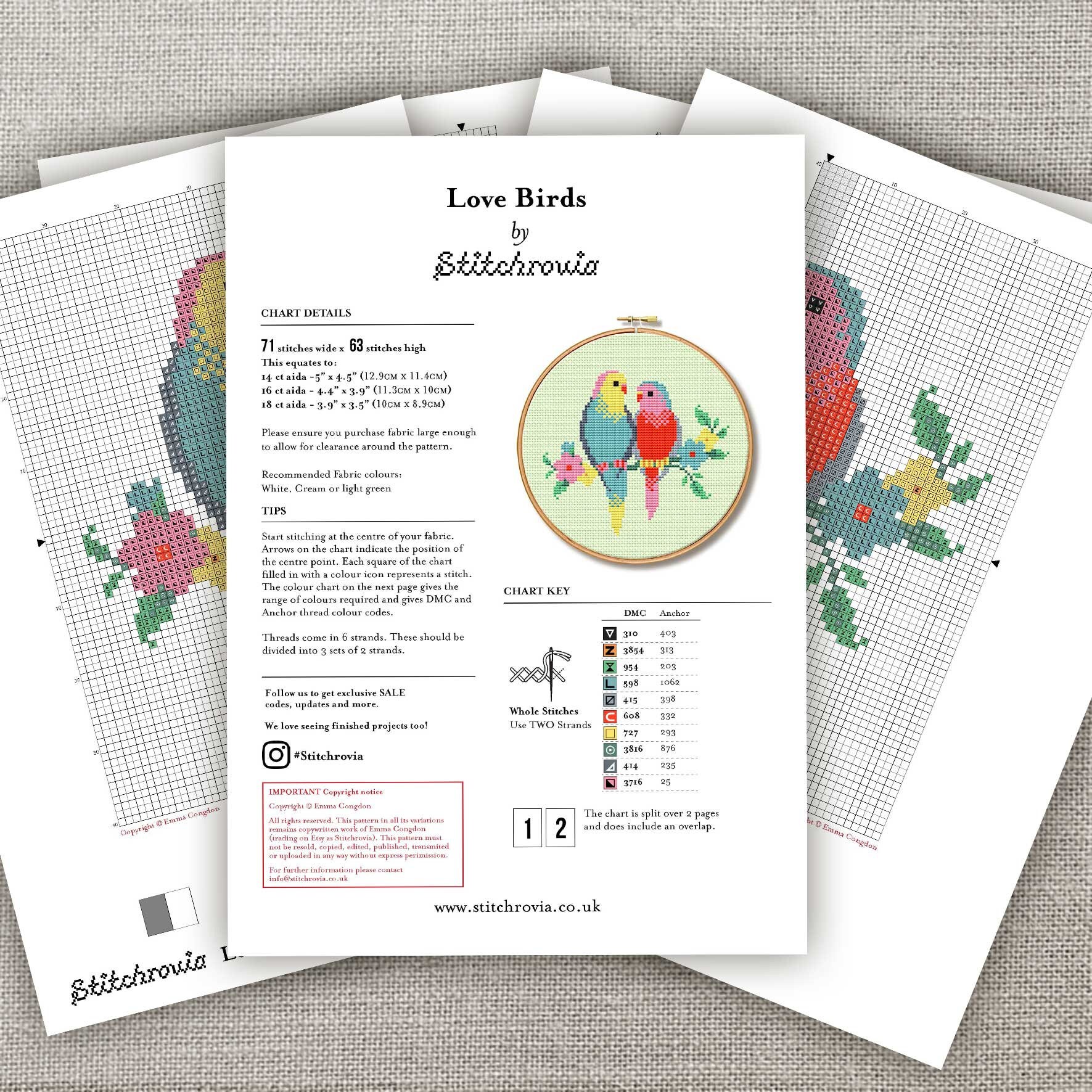 Love Birds Cross Stitch Pattern digital Format PDF | Etsy