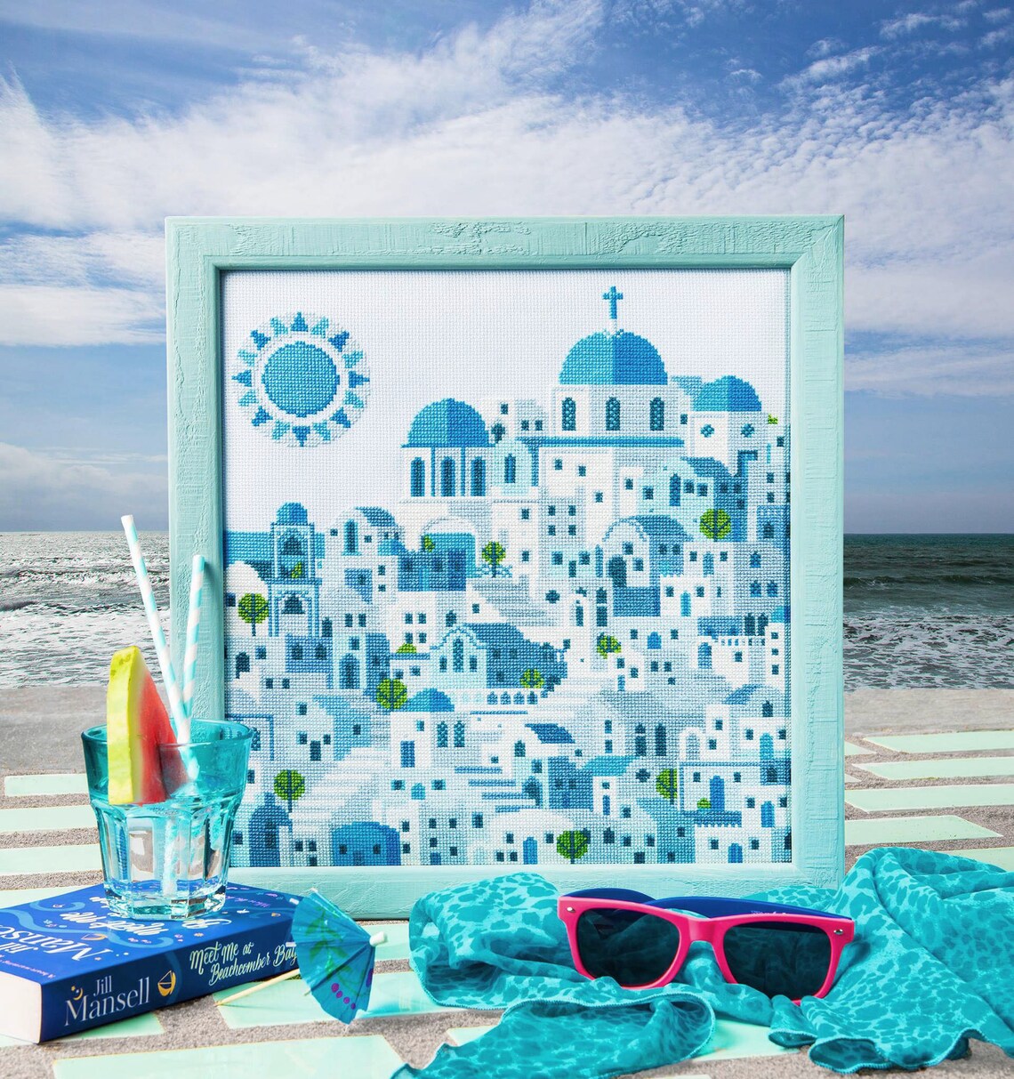 Santorini Cross Stitch Pattern digital Format PDF - Etsy