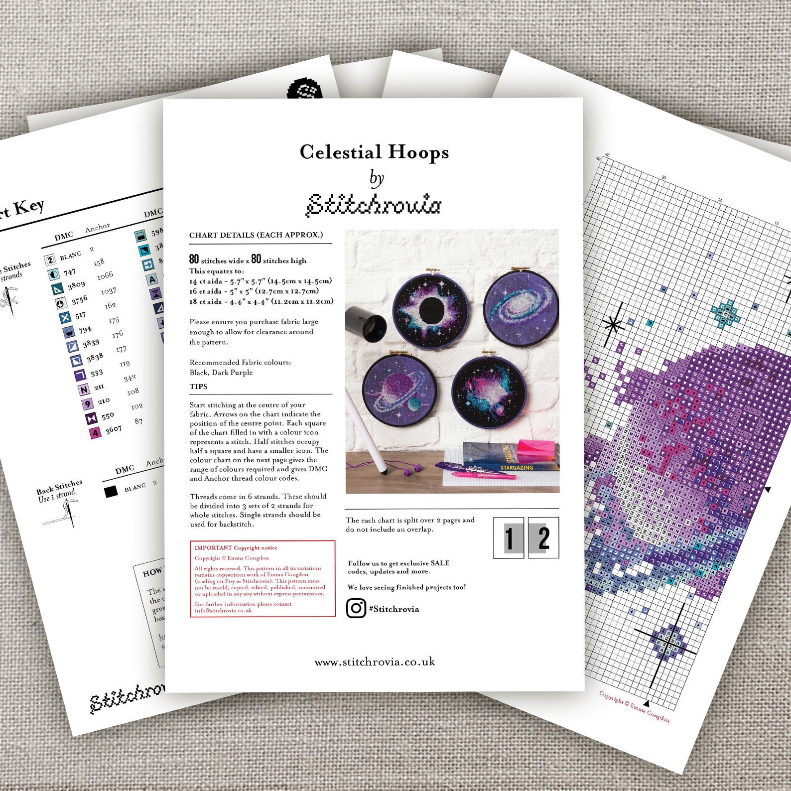 Celestial Hoops Cross Stitch Pattern digital Format PDF - Etsy
